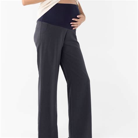 Mid Waist Maternity Relax Woven Pants Dark Grey Angel Maternity