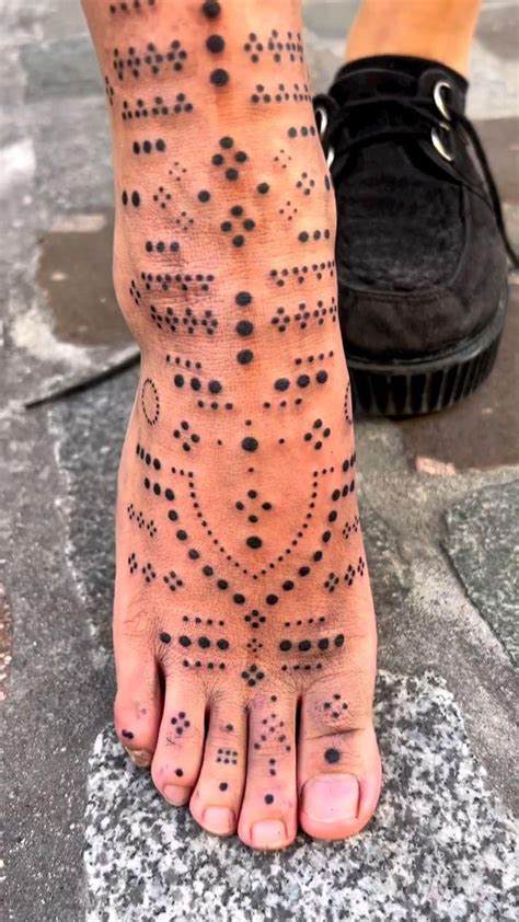 Dotwork Decorative Handpoke Foot Tattoo By Noksi Video Dot Tattoos