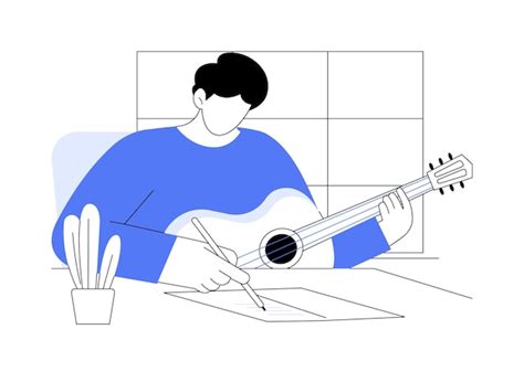 어쿠스틱 기타 고립된 만화 터 일러스트레이션 프리미엄 벡터