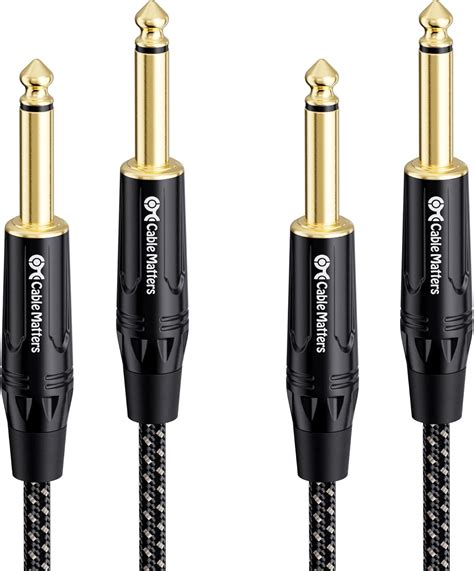 Cable Matters 2 Pack Braided 14 Inch Ts To Ts Guitar Cable