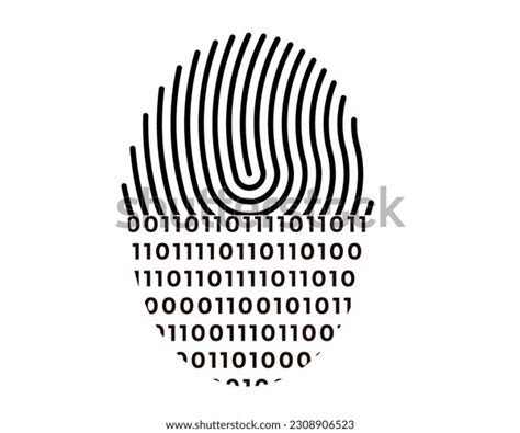 Fingerprint Scanner Identification System Binary Code Stock Vector
