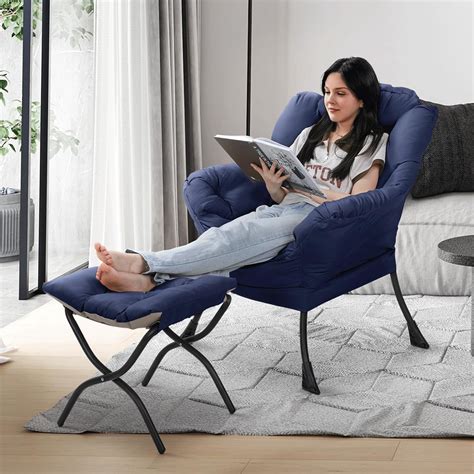 Lazy Lounge Chair With Ottoman Modern Soft Reading Arm Chair For