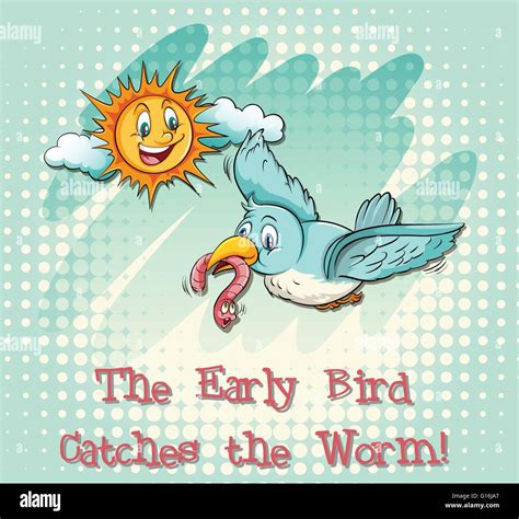 Early Bird Catches The Worm Illustration Stock Vector Image And Art Alamy