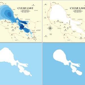 Digital File Pdf Svg Clear Lake California Map Bathymetric Depth