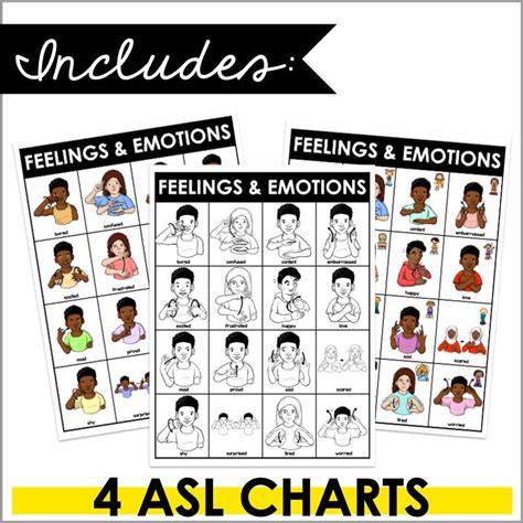 Sign Asl Emotions Chart Feelings Emotions Worksheets Asl Asl