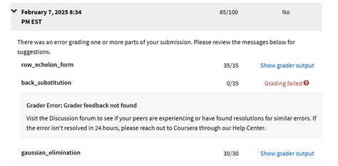 Grading Failed On Submitting Programming Assignment Linear Algebra