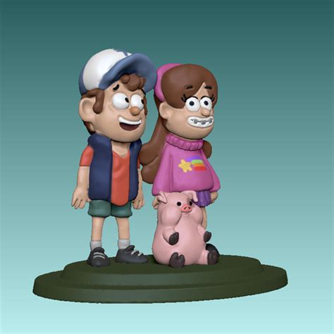 👾 Dipper Pines And Mabel Pines And Waddles From Gravity Falls・ Stl File