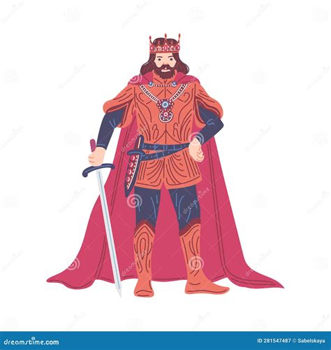Vector Isolated Illustration Of Medieval King Lord Duke With Crown
