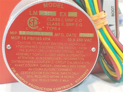 Fw Murphy Lm301 Ex Lube Level Maintainer Explosion Proof Pn 15700172