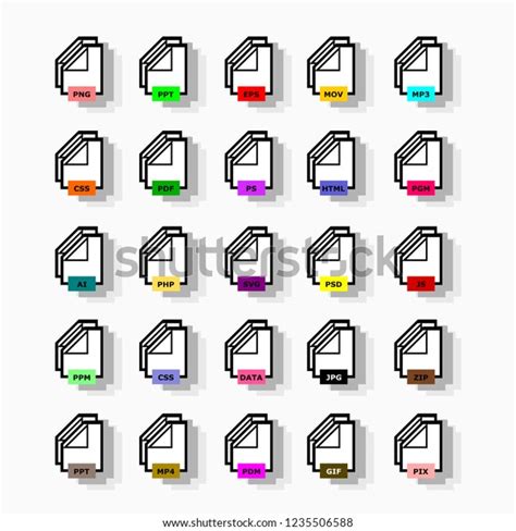 Set Program File Formats Icons Vector De Stock Libre De Regalías