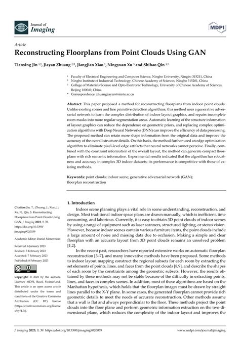 Pdf Reconstructing Floorplans From Point Clouds Using Gan