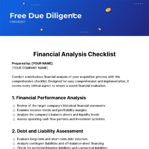 Free Due Diligence Checklist Template To Edit Online