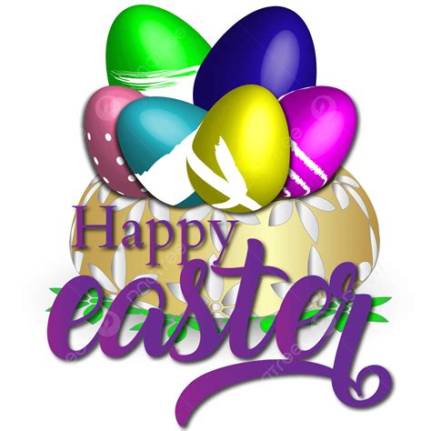 Happy Easter Egg Clipart Png Images Colorful Happy Easter With Eggs 3d