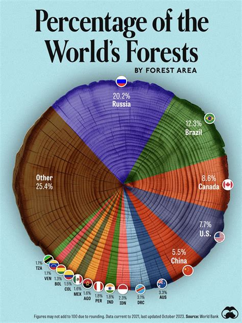 Charted Share Of World Forests By Country Types Of Forests In The