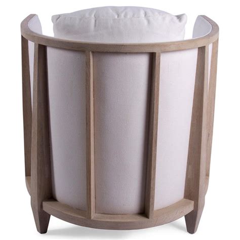 Daniel Modern Classsic White Linen Upholstered Oak Wood Barrel Chair