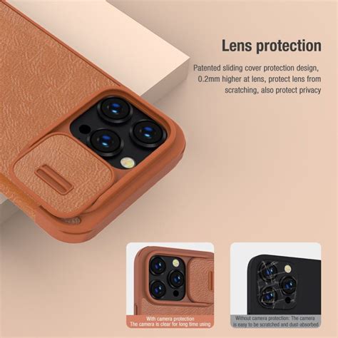 Nillkin Qin Pro Iphone 14 Pro Max Hoesje Book Case Camera Slider Bruin