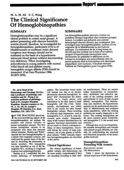 The Clinical Significance Of Hemoglobinopathies Abstract Europe Pmc