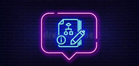 Documentation With Algorithm Line Icon Technical Instruction Sign Neon Light Speech Bubble