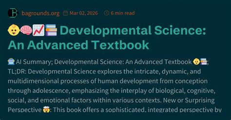 👶🧠📈📚 Developmental Science An Advanced Textbook