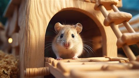 A Photo Of A Curious Gerbil Exploring A Miniature Training Playground Premium Ai Generated Image