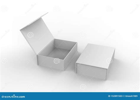 White Blank Rectangular Hard Cardboard Box For Branding Presentation And Mock Up Template 3d