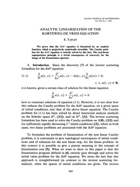 Analytic Linearization Of The Kdv Pdf Mathematical Analysis Power Series