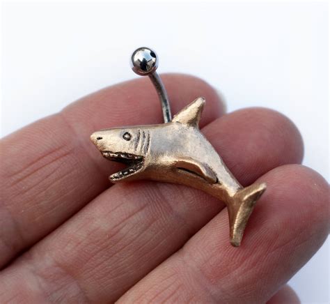 Shark Belly Button Ring Titanium Or Surgical Steel Bar Etsy