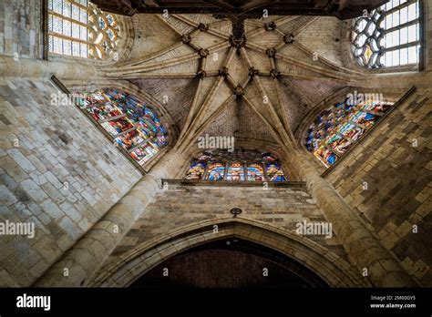 Ceiling And Stained Glass Windows Of The Choir Of The Gothic Cathedral