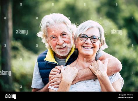 People In Love At Old Age Couple Of Caucasian Cheerful Happy Senior
