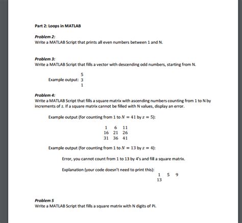 solved part 2 loops in matlab problem 2 write a matlab