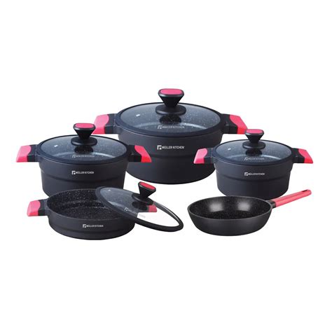 Die Cast Aluminum Cookware Set 9 Pieces Premium Series Mueller