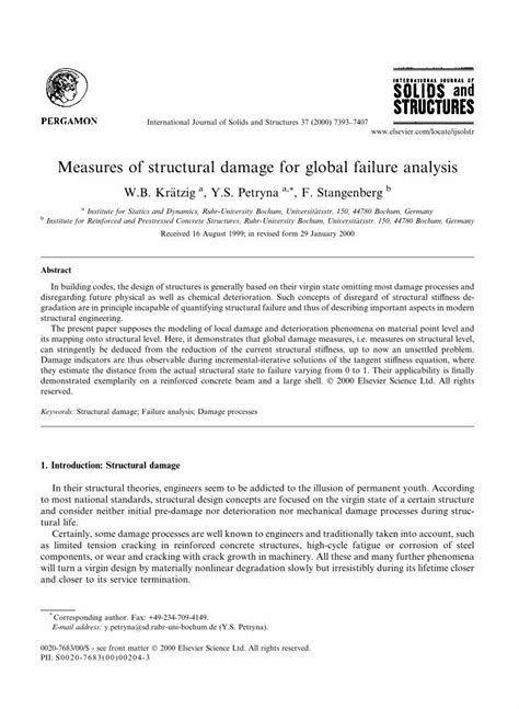 Pdf Measures Of Structural Damage For Global Failure Analysis