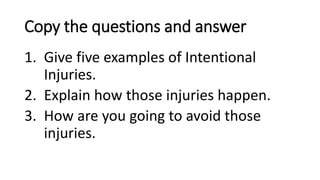 Intentional Injuries Pptx Injuries Diseases And Conditions