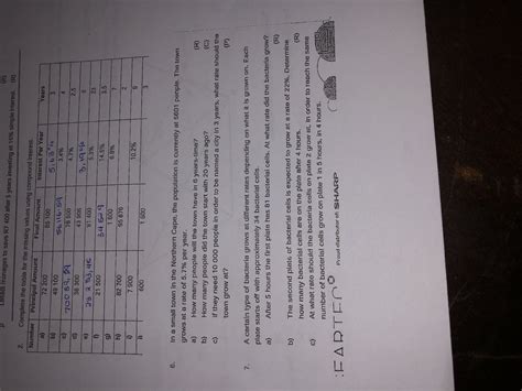 Compound Interest Table Completion And Exponential Growth Problems 2 Comp