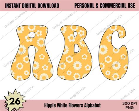 Retro Flowers Hippie Groovy Font Pngcommercial Usesublimationgroovy