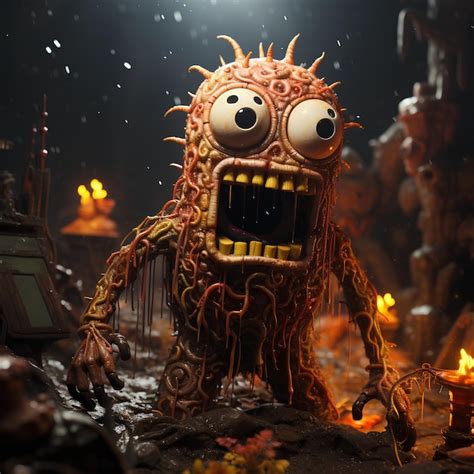 Spongebob In Lava And Turned Into A Rain Forest Premium Ai Generated Image