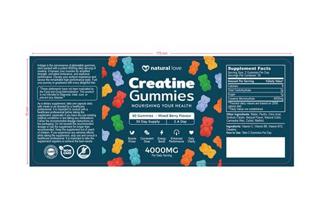 Creatine Gummies Label Design Template Behance