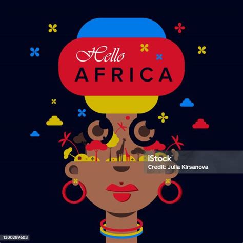 Afrika Profil Wajah Wanita Simbol Wanita Dari Suku Afrika Simbol