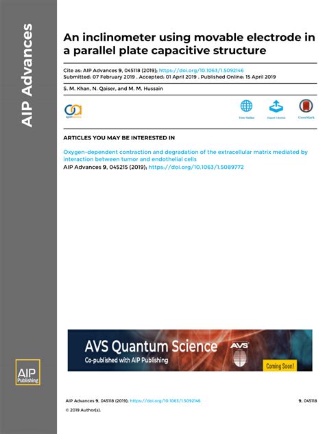 Pdf An Inclinometer Using Movable Electrode In A Parallel Plate