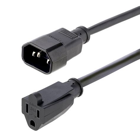 Startech Com 3ft 1m Power Extension Cord Iec C14 To Nema 5 15r 10a