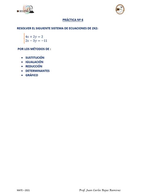 Resolución De Sistemas 2x2 Pdf