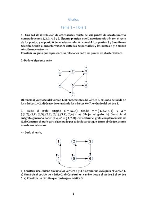 Problemas Grafos 1 01 Ejercicios Grafos Tema 1 Hoja 1 1 Una Red