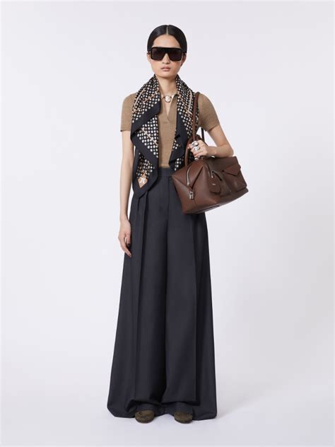 Bolso Bauletto Grande De Piel Con Bolsillos Marron Max Mara