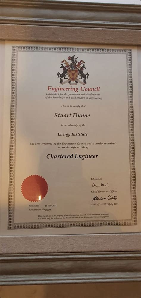 Engineering Chartership Stuart Dunne Ceng Mei Bsc Hons Beng