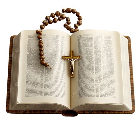 Elegant Wooden Rosary Placed On A Bible Bible Rosary Religious Book