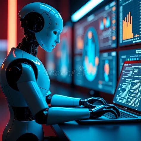 Ai Robot Analyzing Stock Market Data On A Computer Editorial Stock Image Image Of Technology