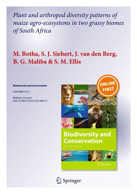 Pdf Plant And Arthropod Diversity Patterns Of Maize Agro Ecosystems
