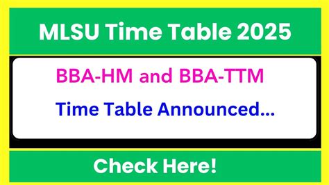 Mlsu Time Table 2025 Announced Check Out The Mlsu Exam Date And