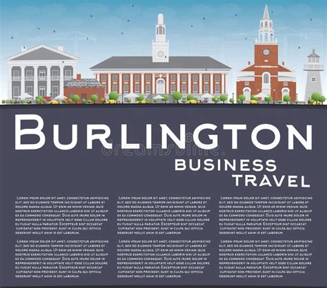 Burlington Vermont Skyline With Color Buildings And Copy Space Stock