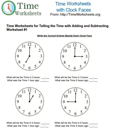 Telling Time Math Worksheets